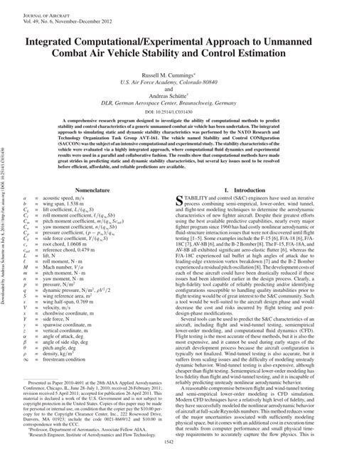 Pdf Integrated Computationalexperimental Approach To Unmanned Combat