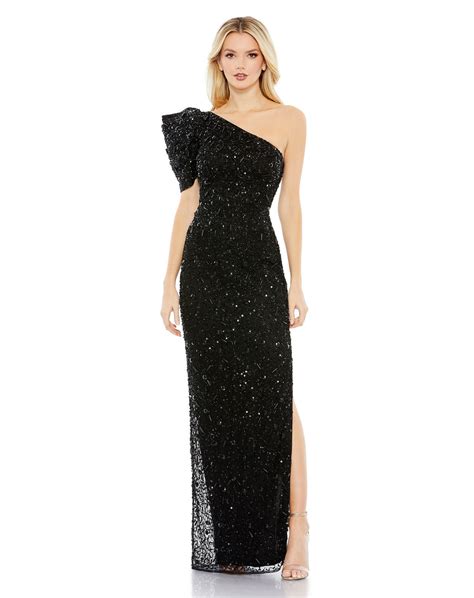 Black Mac Duggal 10912 Long Beaded Sequin Formal Prom Dress For 5980