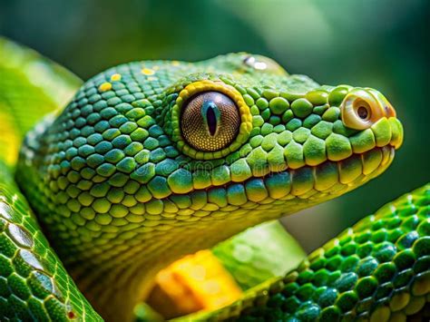 Captivating Closeup Of A Green Tree Python Stunning Emerald Scales And