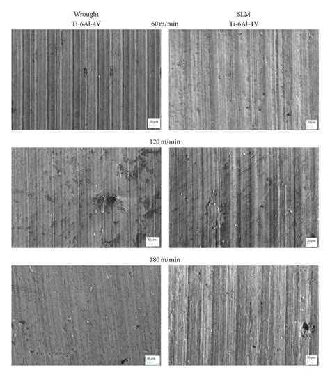 Sem Image Of The Machined Surface Of Wrought Ti 6al 4v And Slm Ti 6al