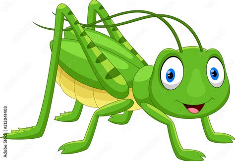 Cute Grasshopper Cartoon Isolated On White Background Stock 벡터 Adobe Stock
