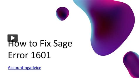 Ppt How To Fix Sage Error 1601 Powerpoint Presentation Free To