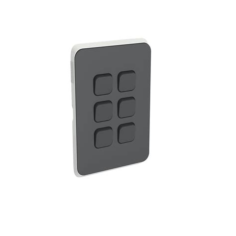 Clipsal Iconic 6 Gang Verticalhorizontal Skin Cover Only Anthracite