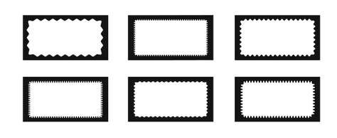 Premium Vector Set Of Rectangular Frames With Wavy Inner Edges Trendy Zigzag Curved Geometric