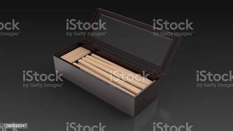 젓가락 디스펜서 블랙 배경 한 가운데 각진 3d 렌더 상자에 대한 스톡 사진 및 기타 이미지 상자 이쑤시개 주방용구