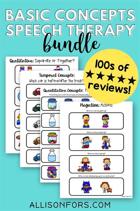 Basic Concepts Speech Therapy Bundle No Prep Worksheets Language