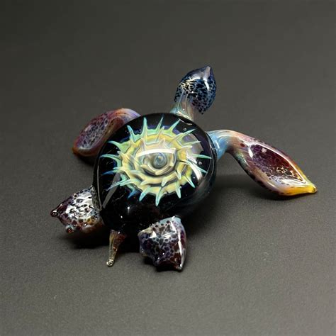Small Glass Sea Turtle Sculpture Figurine With Shell Design Etsy