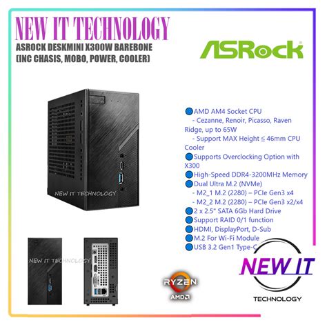 Asrock Deskmini X300w Amd Am4 Socket Wo Cpu Mobopsucooler And B760