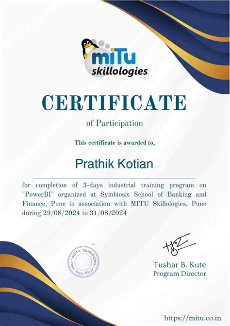 Completed Powerbi Training By Symbiosis Prathik Suresh Kotian Posted