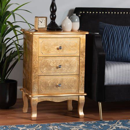 Baxton Studio Newton Classic And Traditional Gold Finished Wood Drawer