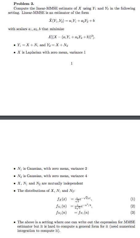 compute the linear mmse estimate of x using y 1 and