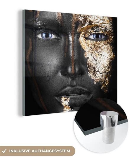 Muchowow Acrylglasbild Frau Blattgold Schwarz Gold Luxus 1 St