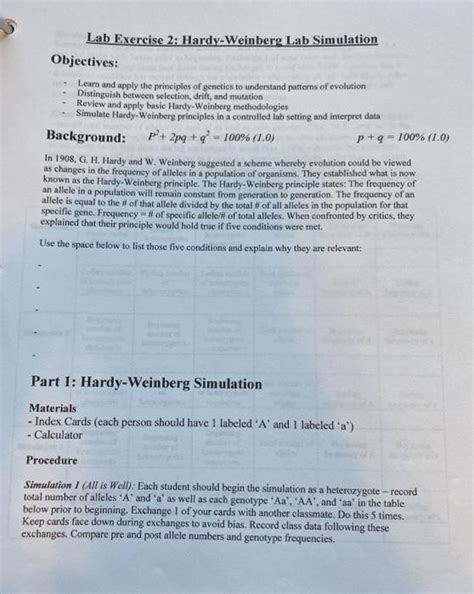 Solved Lab Exercise 2 Hardy Weinberg Lab Simulation