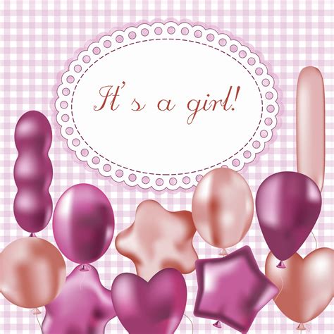 Frame For Newborn Baby Girl In Pink Colors With Balloons Vector Art At Vecteezy