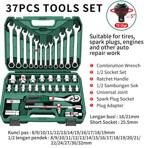 ISKU Kunci Shock Set 121pcs 72gigi Toolkit Set Kunci Shock 1 Set