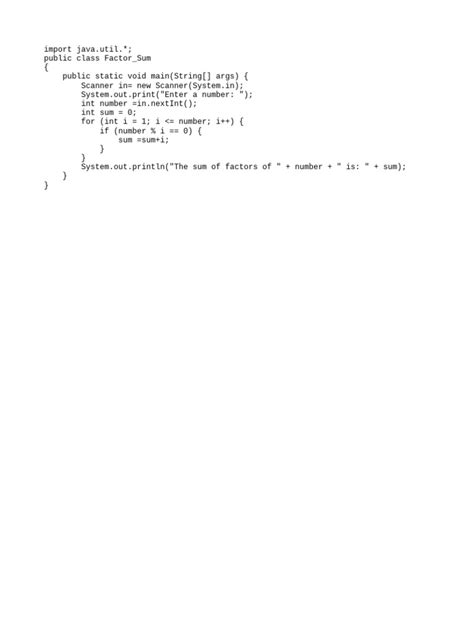 Factor Sum Pdf