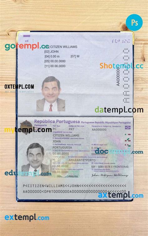 Portugal Passport Psd Files Editable Scan And Photo Realistic Look