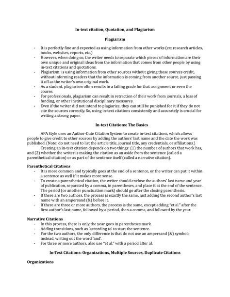 In Text Citation Quotation And Plagiarism In Text Citation Quotation And Plagiarism