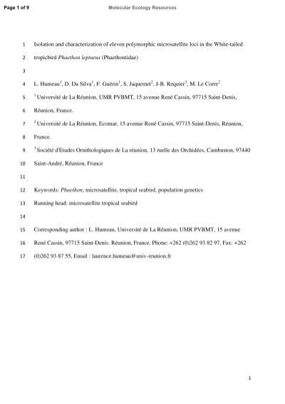 Isolation And Characterization Of Eleven Polymorphic Microsatellite