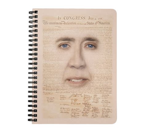 Nicolas Cage With Declaration Of Independence Spiral Notebook Etsy