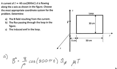 A Current Of I 40 Cos800ttt A Is Flowing Along The Z Axis As Shown In