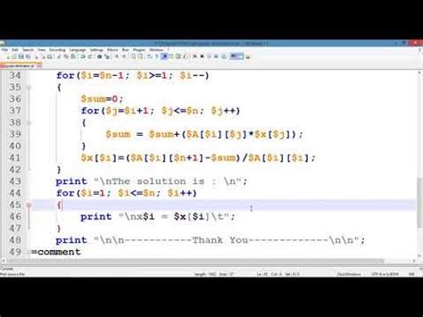 Guass Elimination Formula In Numerical Method Implementation Using Perl