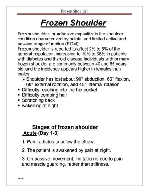 Frozen Shoulder Freezing Stage