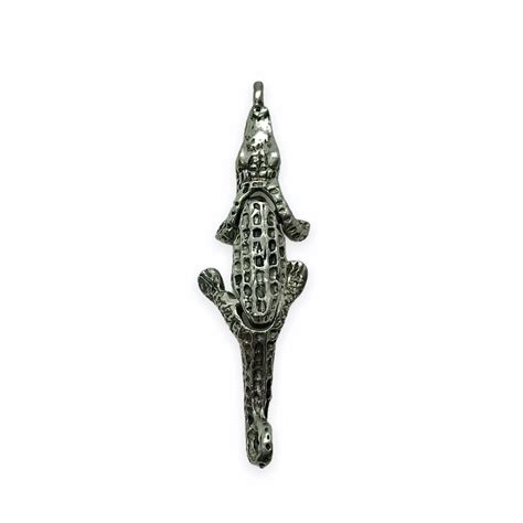 Articulated Moving Alligator Crocodile Charm Pendant 1pc Silver Tone