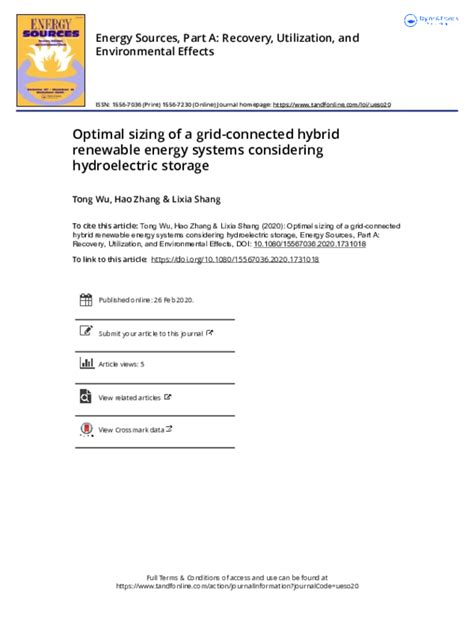 Pdf Optimal Sizing Of A Grid Connected Hybrid Renewable Energy