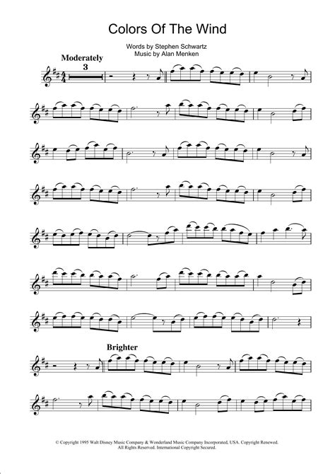 Clarinet Solo Sheet Music Disney