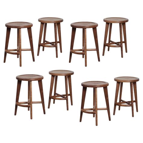 Custom Order 8 Solid Black Walnut Counter Stools At 1stdibs