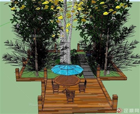 园林景观红瓦亭庭院小景牌坊su模型 SketchUp模型库 毕马汇 Nbimer