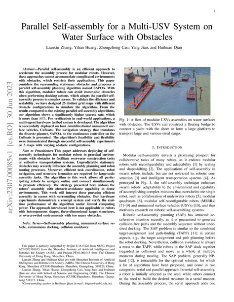Parallel Self Assembly For A Multi Usv System On Water Surface With