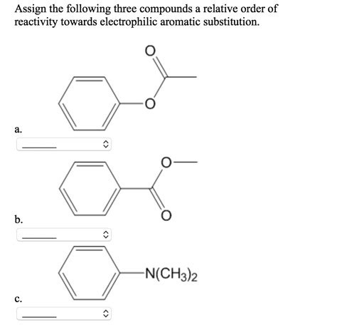 Solved Assign The Following Three Compounds A Relative Order Of Reactivity Towards