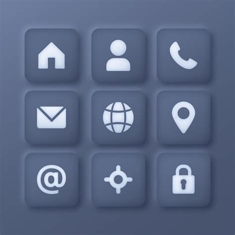 Premium Vector Neomorphic Business Icon Button Set In Dark Mode With