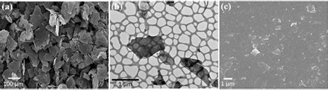 A Sem Image Of Graphite Flakes B Tem Image Of A Graphene Flakes After