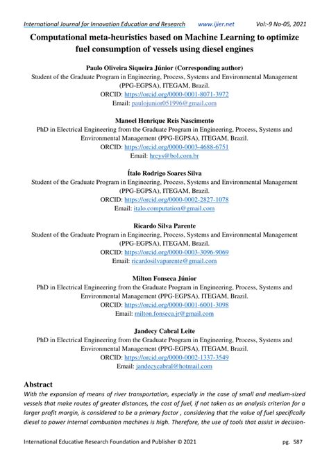 pdf computational meta heuristics based on machine learning to