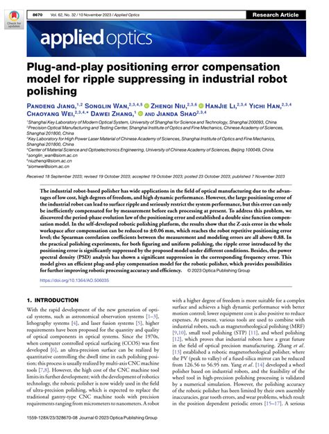 Pdf Plug And Play Positioning Error Compensation Model For Ripple