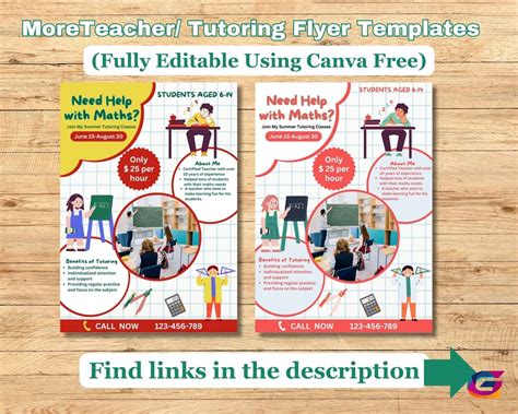 Tutor Flyer Template Tutoring Flyer English Tutor Flyer Canva
