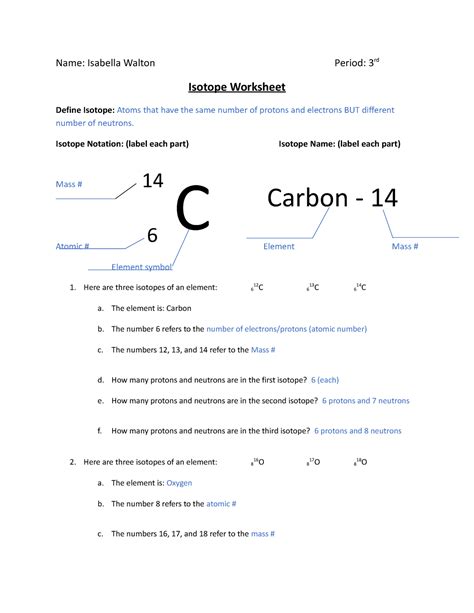 Isotope Notation Worksheet