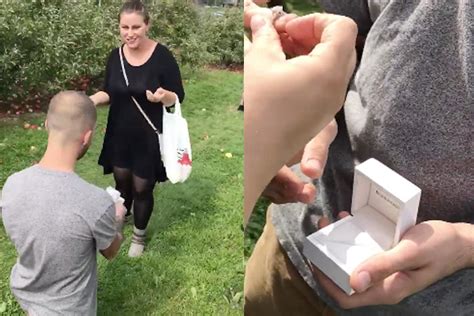 Woman Slams An Apple Into Fianc S Head During His Surprise Proposal