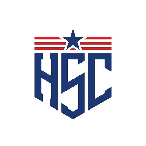 Premium Vector Patriotic Hsc Logo With Star And American Flag Straps