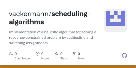 Github Vackermannscheduling Algorithms Implementation Of A Heurstic