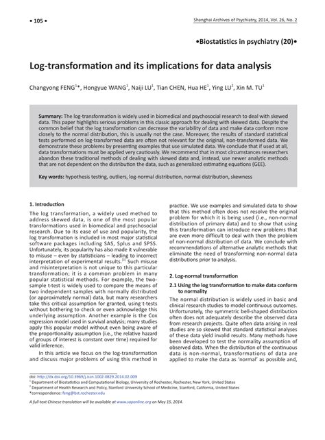 Pdf Log Transformation And Its Implications For Data Analysis