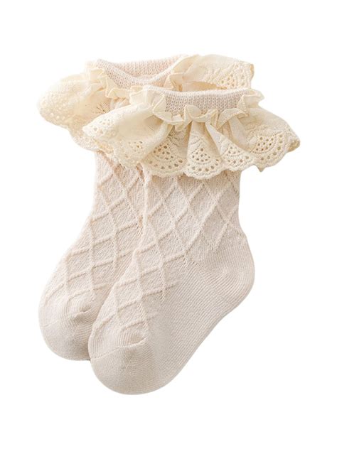 Centuryx Girls Ruffled Socks Frilly Cotton Ankle Socks With Lacework