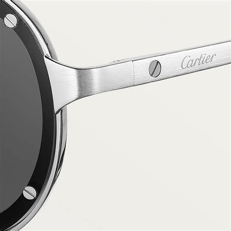 Cresw00431 Santos De Cartier Sunglasses Smooth And Brushed Platinum Finish Metal Grey