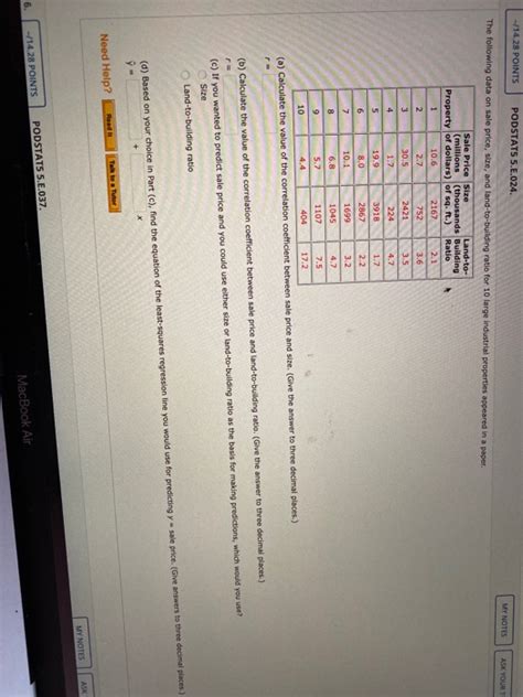 Solved 14 28 Points Podstats 5 E 024 My Notes Ask Your Ti