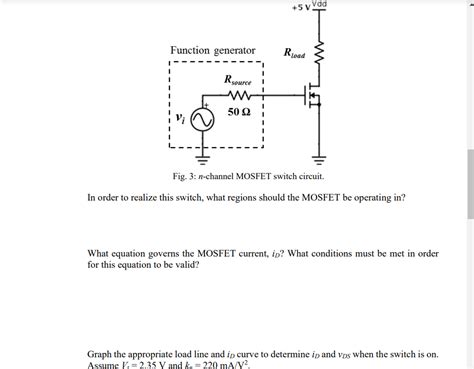Solved The Mosfet Switch Circuit Is Shown In Fig The Chegg