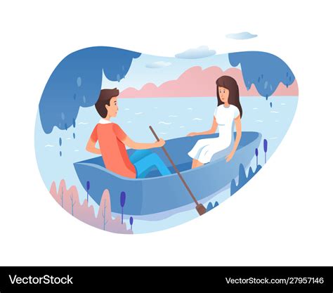 Romantic Rowing Boat Date Royalty Free Vector Image