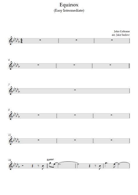 Equinox Easy Intermediate Level Soprano Sax 존 콜트레인 색소폰 악보